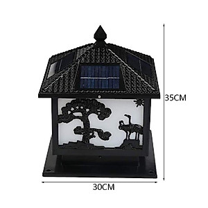 SPNEC Column Head Lamp, Waterproof Home Outdoor Garden Lamp Landscape European Style Solar Lamp