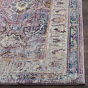SAFAVIEH Bristol Collection 8' x 10' Lavender / Light Grey BTL357P Boho Chic Oriental Distressed Area Rug