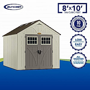 Suncast 8' x 10' Heavy-Duty Resin Tremont Storage Shed, Sand