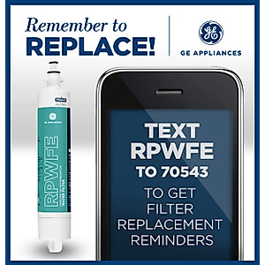 GE RPWFE2PK RPWFE Refrigerator Water Filter, Certified to Reduce Lead, Sulfur, and 50+ Other Impurities, Replace Every 6 Months for Best Results, Pack of 2, 2 Count (Pack of 1), White