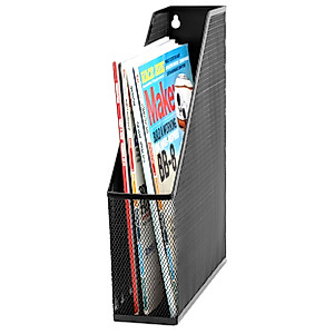 U Brands Mesh Steel Magazine File Holder, 12.5" x 9.8" x 3", Black