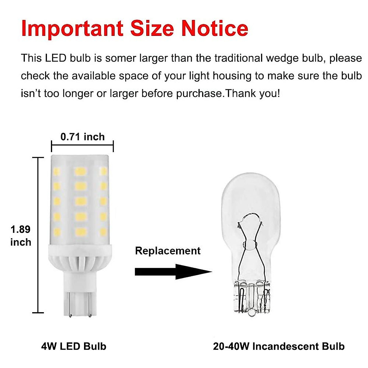 Makergroup T5 T10 Wedge Base 921 912 12V LED Light Bulbs 4W Natural White 4000K for RV Camper Travel Tailer Boat Marine Lights and Outdoor Landscape Deck Stair Step Path Lights 6pcs
