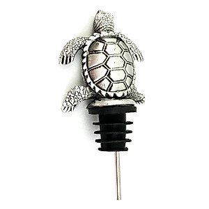 Happy Hour Sea Turtle Wine Pourer, standard, pewter finish