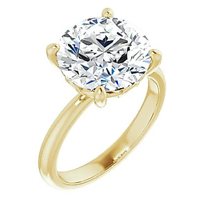 10K Solid Yellow Gold Handmade Engagement Rings, 5 CT Round Cut Moissanite Diamond Solitaire Wedding/Bridal Rings for Women/Her, Minimalist Anniversary Ring Gifts (11)