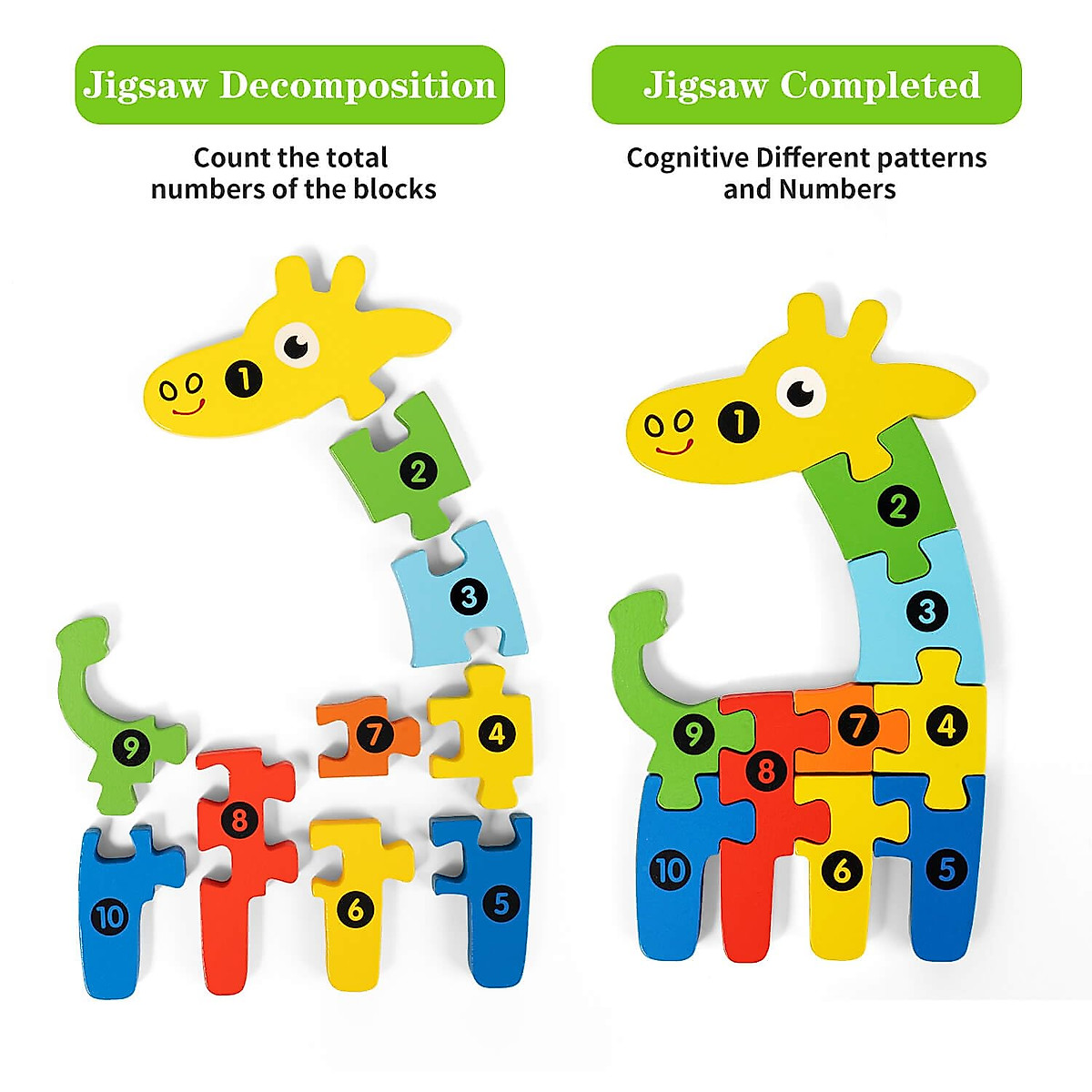 issray Wooden Puzzles for Toddlers, Preschool Animal Puzzles Montessori Toys for 1 2 3 Year Old Boys Girls, Educational Toys with 4 Animal Patterns, Christmas Birthday Gifts for Kids