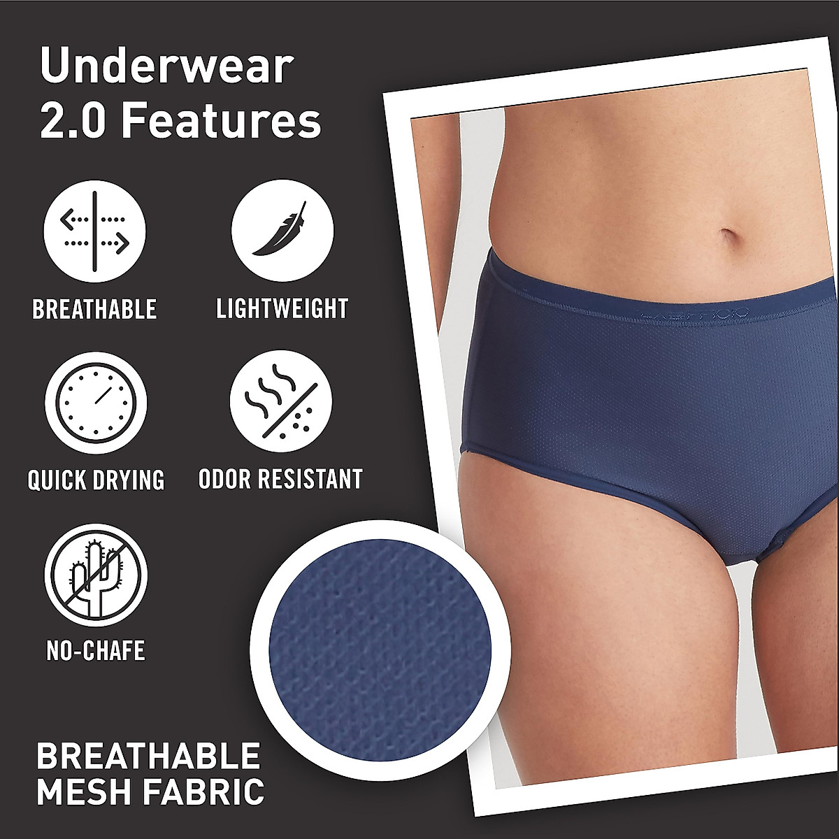 ExOfficio Women's Give-N-Go 2.0 Full Cut Brief, Ink, X-Large