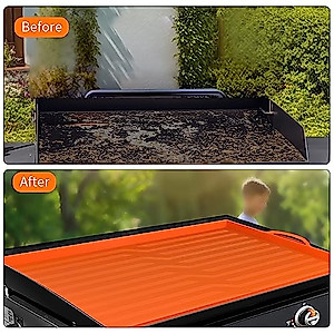 AZURAOKEY 17in/22in/28in/36in Griddle Silicone Protective Mat Cover, BBQ Griddle Heavy-Duty Food Grade Silicone Grill Mat Easy to Clean Barbecue Cover Cooking Accessory