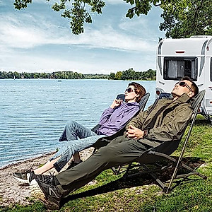 TIMBER RIDGE Lightweight Folding Camping Chair for Adults, Stable Low Seat Beach Chairs with Carry Bag, Portable High Back Chair for Outdoor Camp Sand Lawn Concert Travel Picnic, Supports 300Lbs Grey