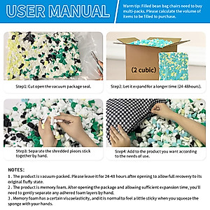 Welacer Shredded Memory Foam Filling 10lbs for Bean Bag Filler, Pillow Chair Cushion Dog Bed Arts Crafts Refill, Without Added Gel Particles, Premium Soft and Great for Stuffing, Multi Color and Shape