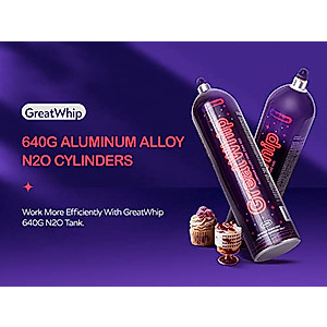 GreatWhip Fruit Flavor 615g No2 Tank Nitrous Oxide Tank Cylinder 0.99L Nitrous Oxide Cartridges for Whip Cream Dispenser, Random delivery (Mango+Blueberry+Pineapple+Peach+Strawberry+Watermelon),