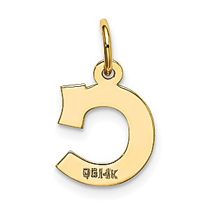 Mireval 14k Yellow Gold Small Block Initial C Charm (10 x 18 mm)