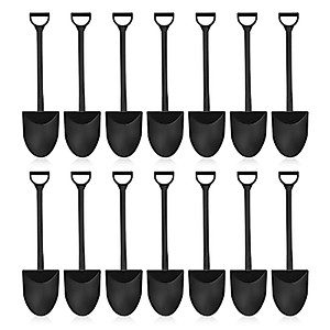 Ruksifg 100Pcs/Pack Disposable Plastic Shovel Spoon Individual Packaging Mini Ice Cream Dessert Spoon for Family or Party(Black)