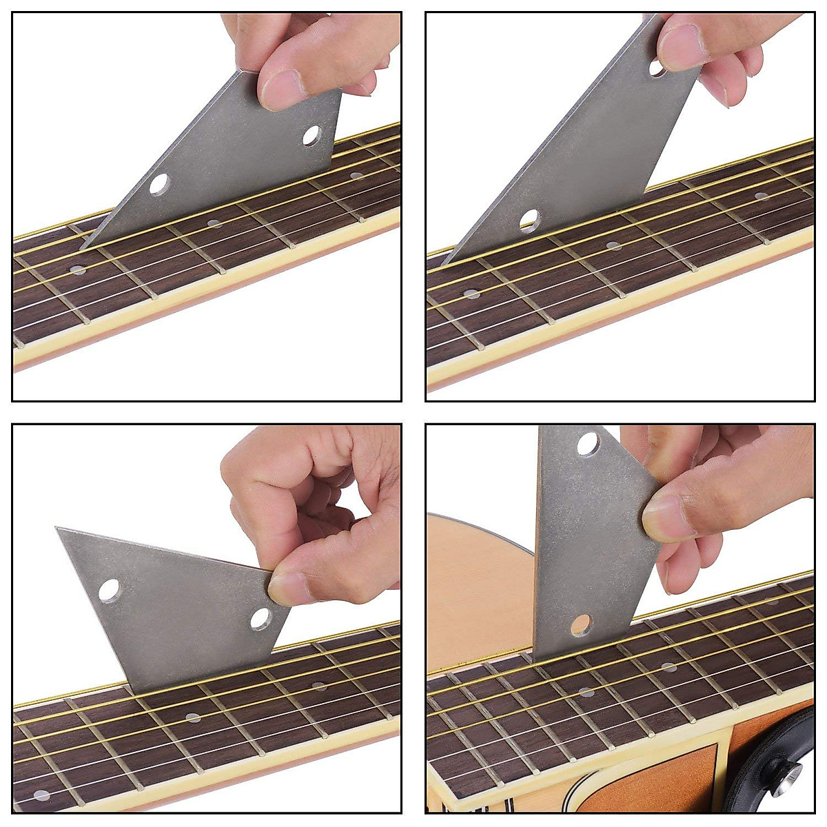 Guitar Neck Notched Straight Edge Luthiers Tool with Guitar Fret File, Fret Rocker, Fingerboard Guards Protectors and Grinding Stones for Gibson 24.75" and Fender 25.5" Electric Guitars