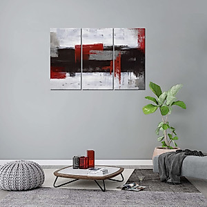 Red Abstract Wall Art-Abstract Picture 3 Piece Canvas Print Wall Painting Modern Artwork Canvas Wall Art for Living Room Home Office Decor