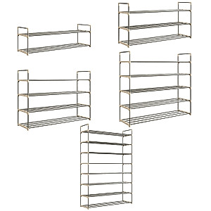 Shoe Rack - 8-Tier Shoe Organizer for Closet, Bathroom, Entryway - Shelf Holds 40 Pairs Sneakers, Heels, Boots by Home-Complete (Gray)