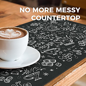 Matessenz Coffee Mat, Hide Stain Coffee Bar Mat for Countertop, Rubber Backed Dish Drying Mat for Counter, Absorbent Coffee Bar Accessories Fit Under Coffee Maker Espresso Me Machine-12"x19"