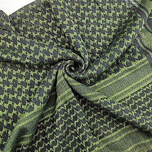 Luxns Military Shemagh Tactical Desert Scarf / 100% Cotton Keffiyeh Scarf Wrap for Men And Women/Black Green 43"x43"