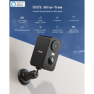 ieGeek Security Cameras Wireless Outdoor, 2K 3MP Battery Powered WiFi Security Camera with Spotlight & Siren Alarm 3 Pack, 2-Way Audio, Color Night Vision, AI Detection for Home Security,