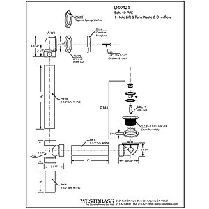 Westbrass Twist & Close Sch. 40 PVC Bath Waste with One-Hole Elbow, Matte Black, D49421-62