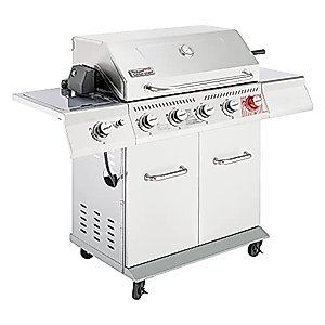 Royal Gourmet 5-Burner Propane Gas Grill with Side Burner, Stainless Steel Barbeque Grills, Silver, GA5404S