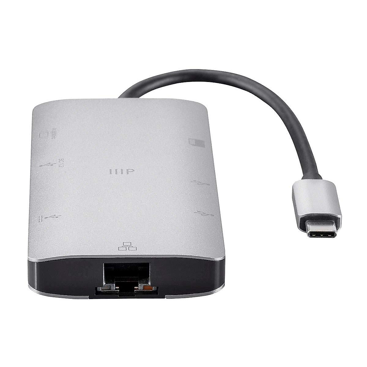 Monoprice USB-C to HDMI Adapter - Gigabit Ethernet, 3-Port USB 3.0, Card Reader, USB-C 100W, Power Delivery - Consul Series