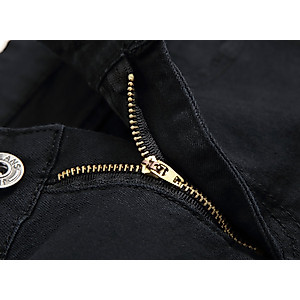 Men's Black Skinny Slim Fit Stretch Straight Leg Fashion Jeans Pants, 31W