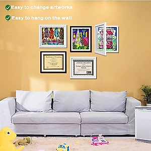 Rexllon Kids Art Frames, 8.5x11 or A4 Front Opening Kids Artwork Frames Changeable, Artwork Display Storage Frame for Wall, With Mat and HD Glass, For Kids Artwork,Photos,Crafts,Drawing(White,1 Pack)