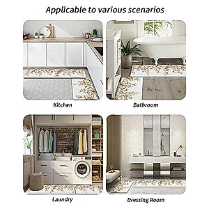 Eucalyptus Leaves Bath Mat for Tub,Non Slip Bathroom Floor Runner Rug Quick Dry & Absorbent Diatomaceous Earth Shower Sink Kitchen Doormat,Thanksgiving Fall Plant American Farmhouse 20x32+20x47