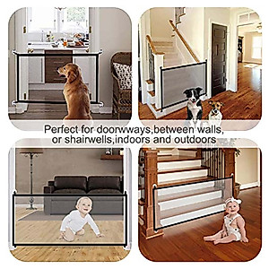 Portable Mesh Baby Gate 43.3"x30.9",Black Mesh Magic Pet Dog Gate for Stairs/Doorways/Hallways Easy-Install Child's Safety Gates Folding for Indoor and Outdoor Safety Gate Install Anywhere for Dogs