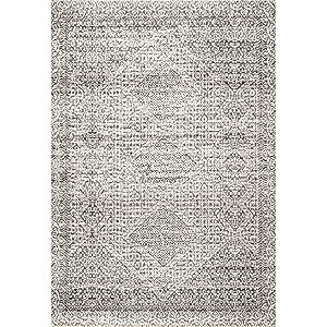 nuLOOM Hart Machine Washable Abstract Tribal Area Rug, 6' Round, Grey