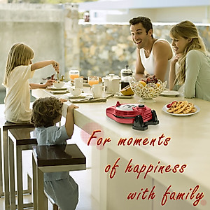 Moss & Stone Red Belgian Waffle Maker, Electric Waffle Machine, Flips & Non-Stick Grids, Temperature Control, Round Waffle