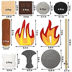 23 PCS Pretend Campfire Toys, Kids Plush Felt Play Campfire Playset Safe Fake Fire Wood Stones Toys Pretend Camping Play Set for Kids Toddlers Age 3-5