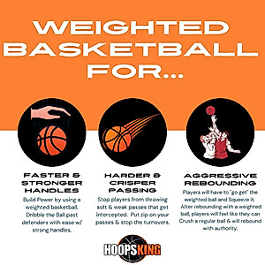 HOOPSKING Weighted Basketball with Online Training Video, 28."5-2.75 lbs, 29.5" - 3 lbs (28.5 Inch (Women))