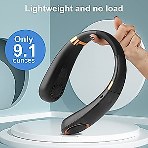 Portable Neck Fan, Hands Free Bladeless Fan, Wearable Quiet Fan for Outdoor Indoor, Birthday Gifts for Men Women Mom Dad, 5000mAh Battery USB Rechargeable, USB Powered Desk Fan,3 Speeds, Black