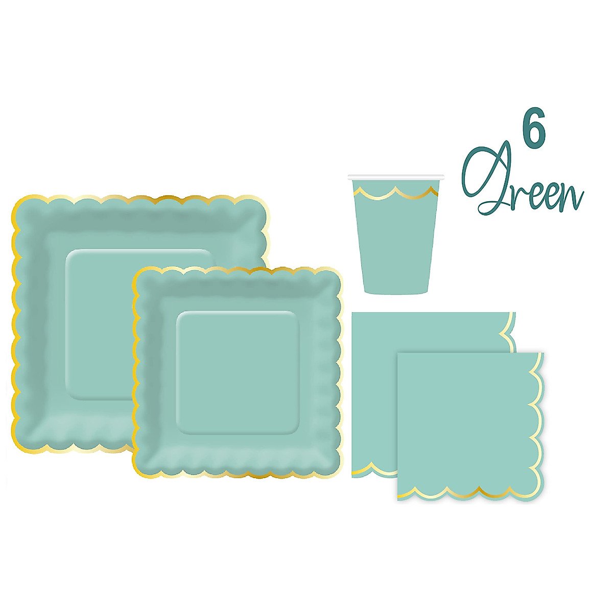 Serves 24 Scalloped Pastel Party Set 24-10 Inch Plates 24-7 Inch Plates 24 Lunch Napkins 24 Beverage Napkins 24 Cups - 12 Ounce cups