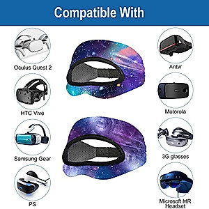 VR Eye Mask Cover VR Mask Sweat Band ,Replace Silicone Face Cover Pad Adjustable Breathable VR Sweat Band for Oculus Quest 2, HTC Vive, PS, Gear, VR Workouts - 2PC (Starry Sky)