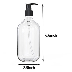 2 Pcs 10 Ounce Clear Plastic Pump Bottle Dispenser, Refillable Empty Bottle Container with Pump for Essential Oil Soap Lotion Shampoo.