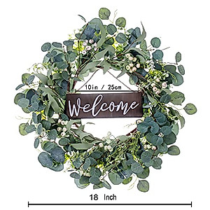 18 inch Wreaths for Front Door Spring Summer Green Eucalyptus Wreath for Front Door Wreaths for Front Door Outside All Seasons