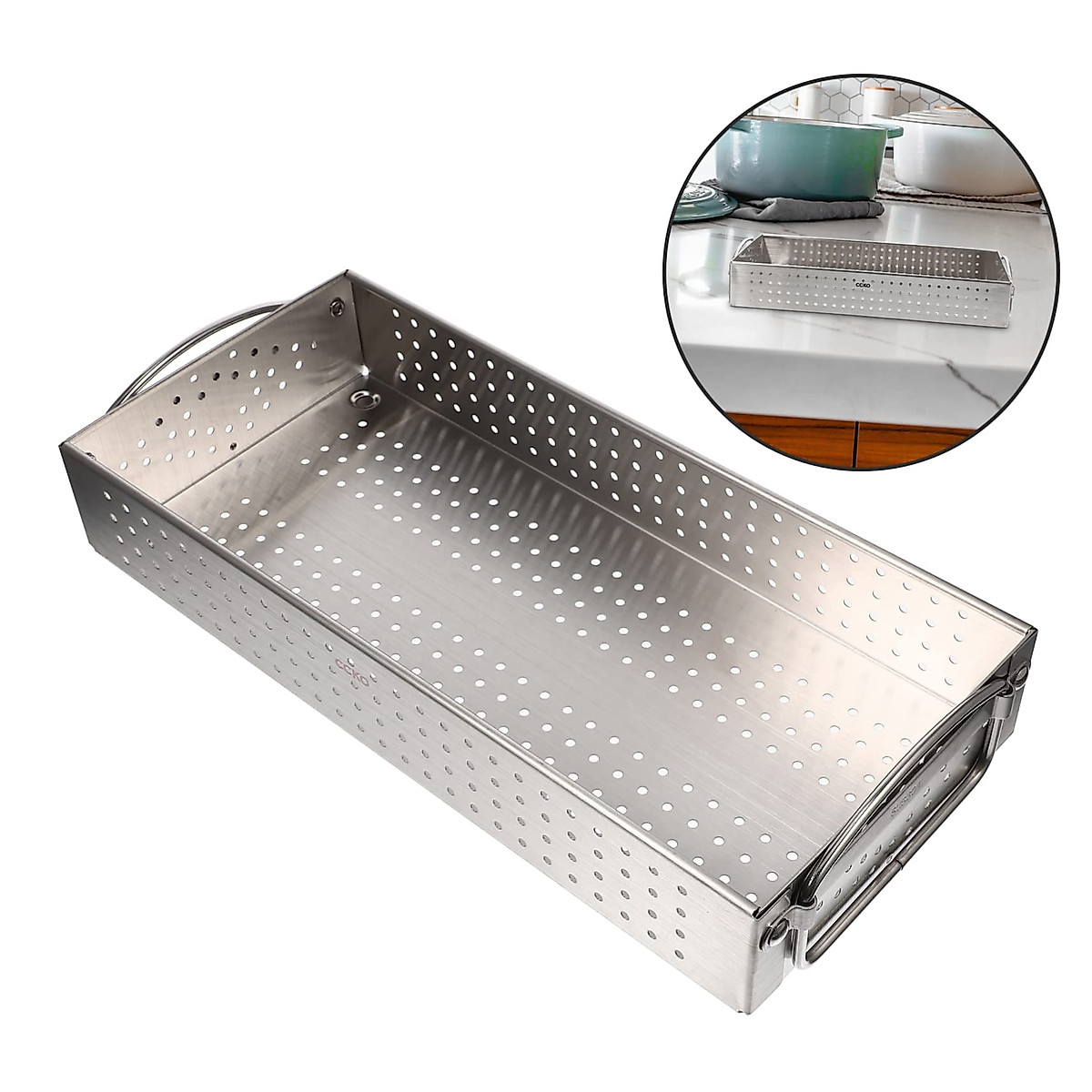 Cabilock Flatware Tray Stainless Steel Cutlery Container Utensil Holder Mesh Design Silverware Countertop Storage Organizer