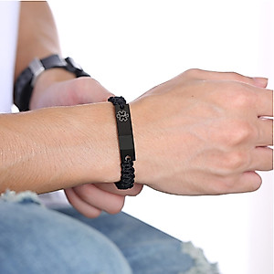 VNOX Custom Engraving Handmade Braided Rope Adjustable Medical Alert ID Bracelet Fits Adults,5.9-9 Inches