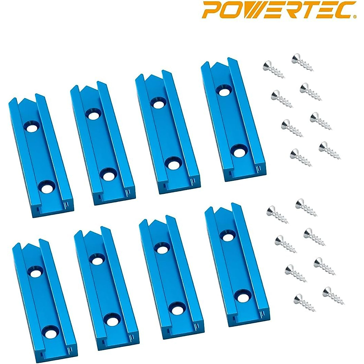 POWERTEC 71694 1-33/64" T-Track Inline and Short Stop Kit, T Track Stop Block for T-Track Woodworking, Sanding, and Routing, 4 Count, Pack of 1