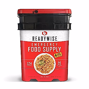 ReadyWise Emergency Food Supply, Freeze-Dried Survival Food for Emergencies, Breakfast, Lunch, and Dinner Entrées, 1 Bucket, 25-Year Shelf Life, 124 Servings Total