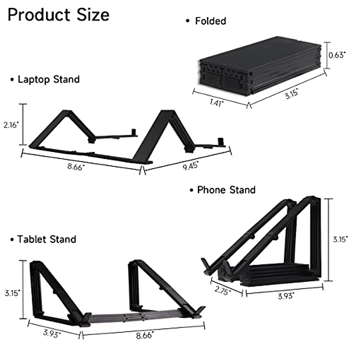 MIUZMORE Laptop Stand, Portable Magic Folding Laptop Stand Acrylic Laptop Stand for Office Desk laptops, Mobile Phones and Tablets, and can be Used Freely in cafes, Libraries, and Offices（Black）
