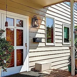 Outdoor Wall Lights 2 Pack, Exterior Wall Sconces Light Fixture with Seeded Glass, Waterproof and Anti-Rust Bronze Lanterns for Front Door, Entry, Porch, Patio, and Gazebo