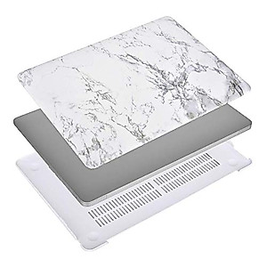 MOSISO Compatible with MacBook Air 13 inch Case 2022 2021 2020 2019 2018 Release A2337 M1 A2179 A1932 Retina Display Touch ID, Plastic Pattern Hard Shell&Keyboard Cover&Screen Protector, White Marble