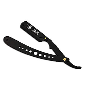 New Ergonomic Design Stainless Steel Professional Folding Straight Edge Barber Razor Shavette Manual Shaver with 15 Astra Double Edge Razor Blades
