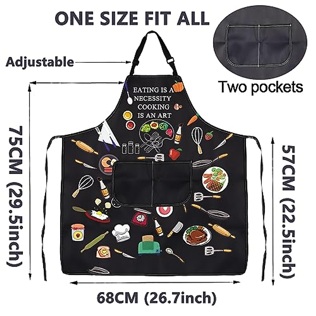 CMNIM Funny Cooking Aprons for Women Men Kitchen Aprons with Pockets Chef Apron Waterproof Master Chef Apron Cooking Lover Gifts (cooking is an art)