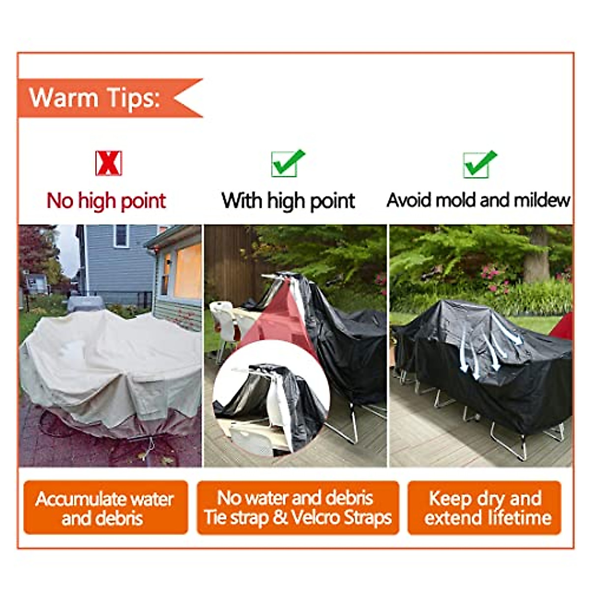 Oslimea Patio Furniture Cover Waterproof Outdoor Sectional Sofa Set Covers Heavy Duty Outdoor Rectangle Table and Chair Set Covers, Dust Proof Furniture Protective Cover Large 124" L x 63" W x 29" H