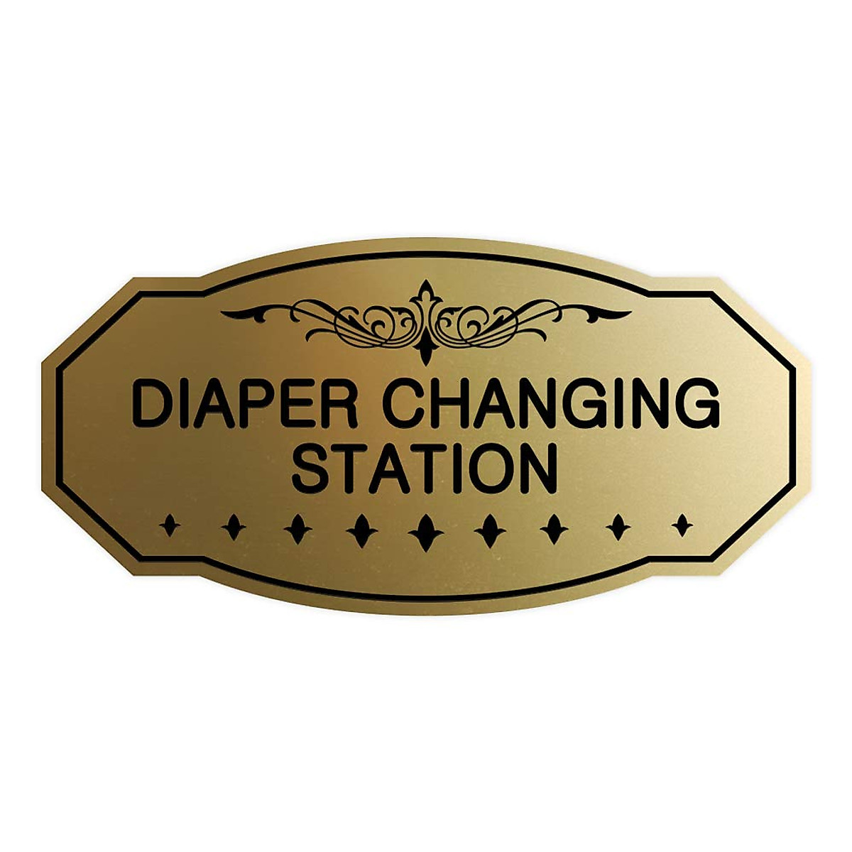 Signs ByLITA Victorian Diaper Changing Station Sign(Brushed Gold) - Small