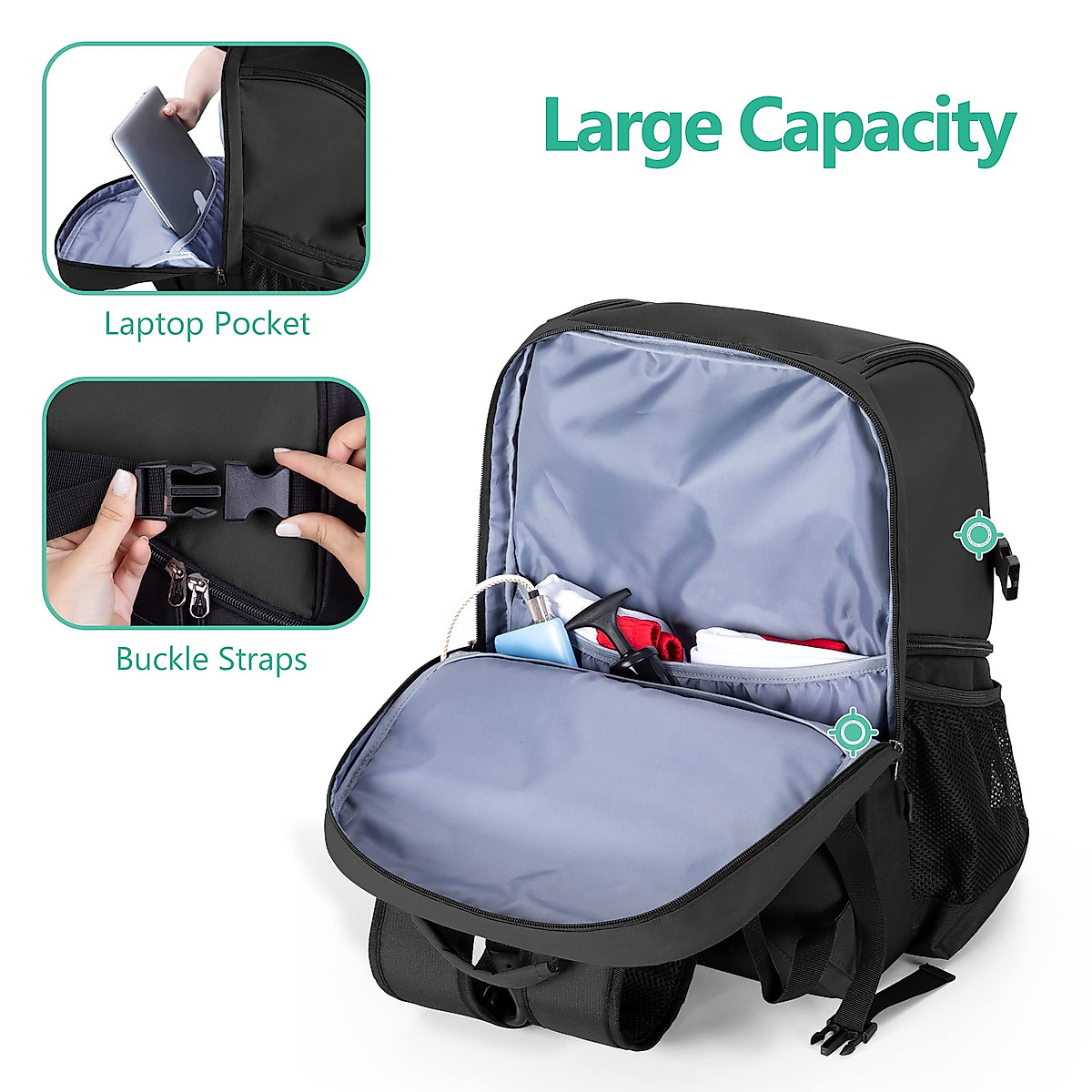 GOBUROS Basketball Bag, Soccer Equipment Bag with Ball & Shoe Compartment for Soccer Ball, Volleyball, Gym, Outdoor and Travel, Black